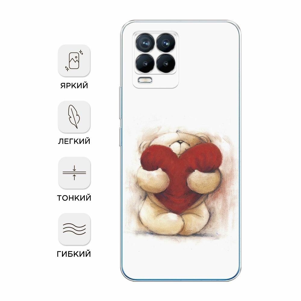 Чехол на Realme 8/8 Pro / Реалми 8/8 Про с принтом "Мишка с сердцем 1" — фото 1