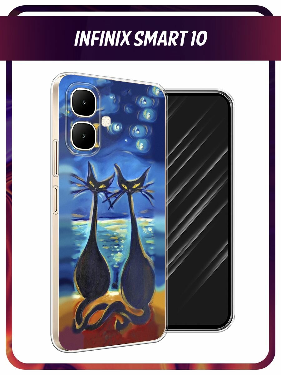 Чехол на Infinix Smart 10 / Инфиникс Смарт 10 с принтом "Влюбленные котики 7"