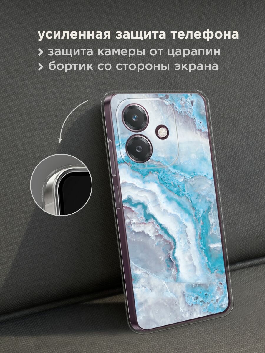 Чехол на Oppo A3/A3x / Оппо А3/A3x с принтом "Нежно-голубой мрамор" — фото 1