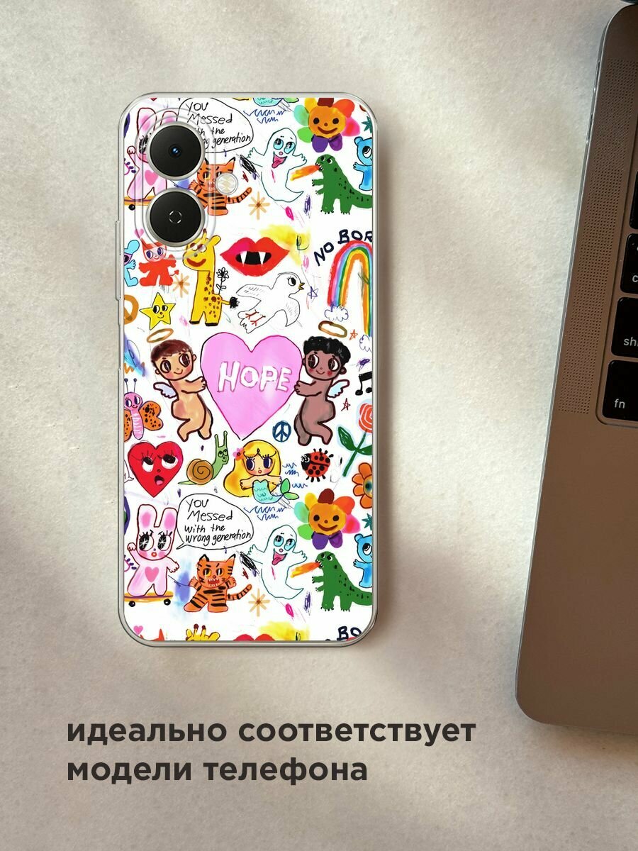 Чехол на Tecno Spark Go 2 / Текно Спарк Го 2 с принтом "Милые рисунки" — фото 1