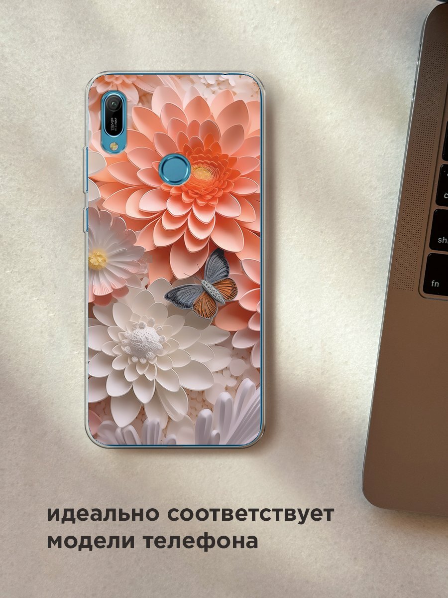 Чехол на Honor 8A/8A Pro/Huawei Y6s/Y6 2019 / Хонор 8А с принтом "Бумажные цветы" — фото 1