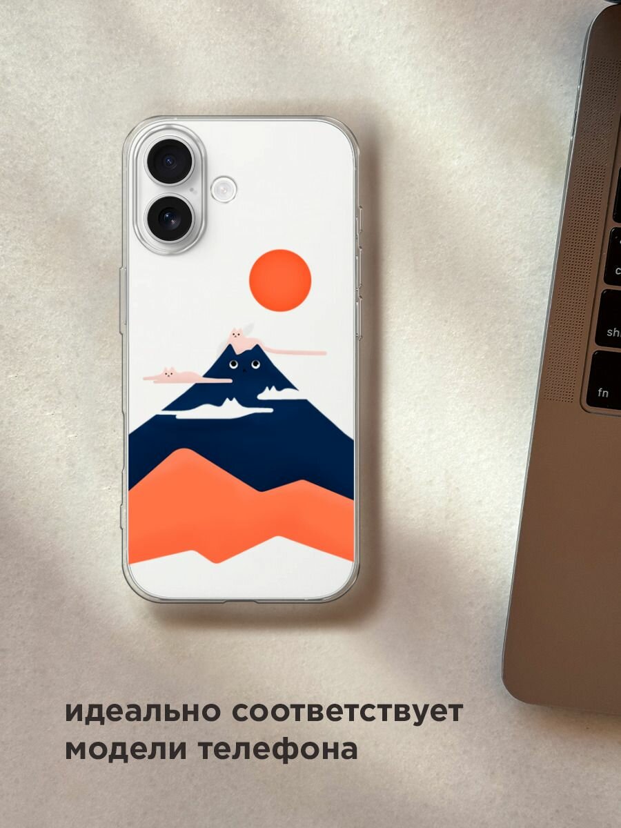 Чехол на Apple iPhone 17 / Айфон 17 с принтом "Кот-гора", прозрачный — фото 1