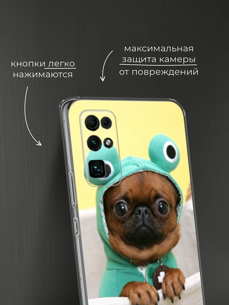 Чехол на Honor 30 / Хонор 30 с принтом "Собачка в шапке лягушки" — фото 1
