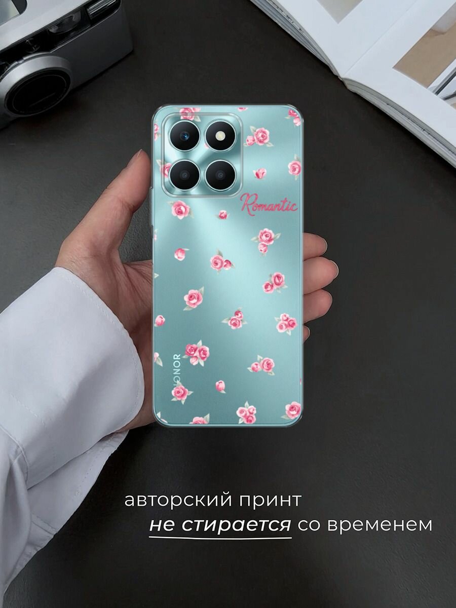 Чехол на Honor X6A / Хонор X6A с принтом "Romantic 2", прозрачный — фото 1