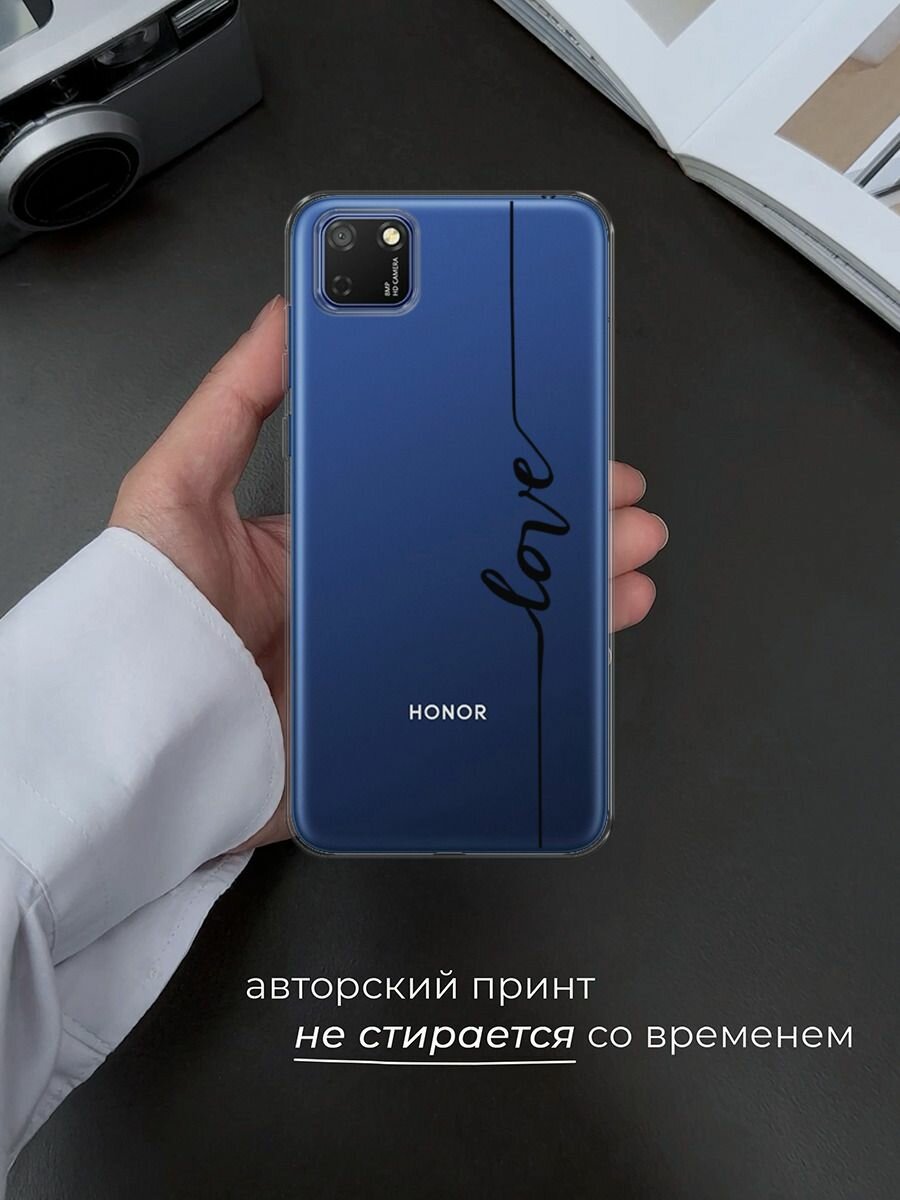 Чехол на Honor 9S/Huawei Y5p / Хонор 9S/Хуавей Y5p с принтом "Красивая любовь надпись", прозрачный — фото 1