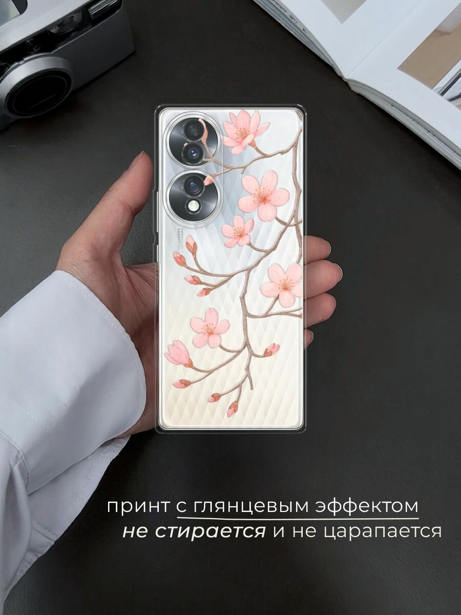 Чехол на Honor 70 / Хонор 70 с принтом "Веточка распускающейся сакуры 2" — фото 1