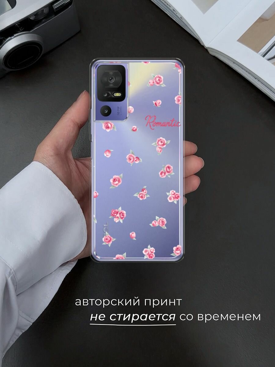Чехол на TCL 40 SE / ТСЛ 40 SE с принтом "Romantic 2", прозрачный — фото 1