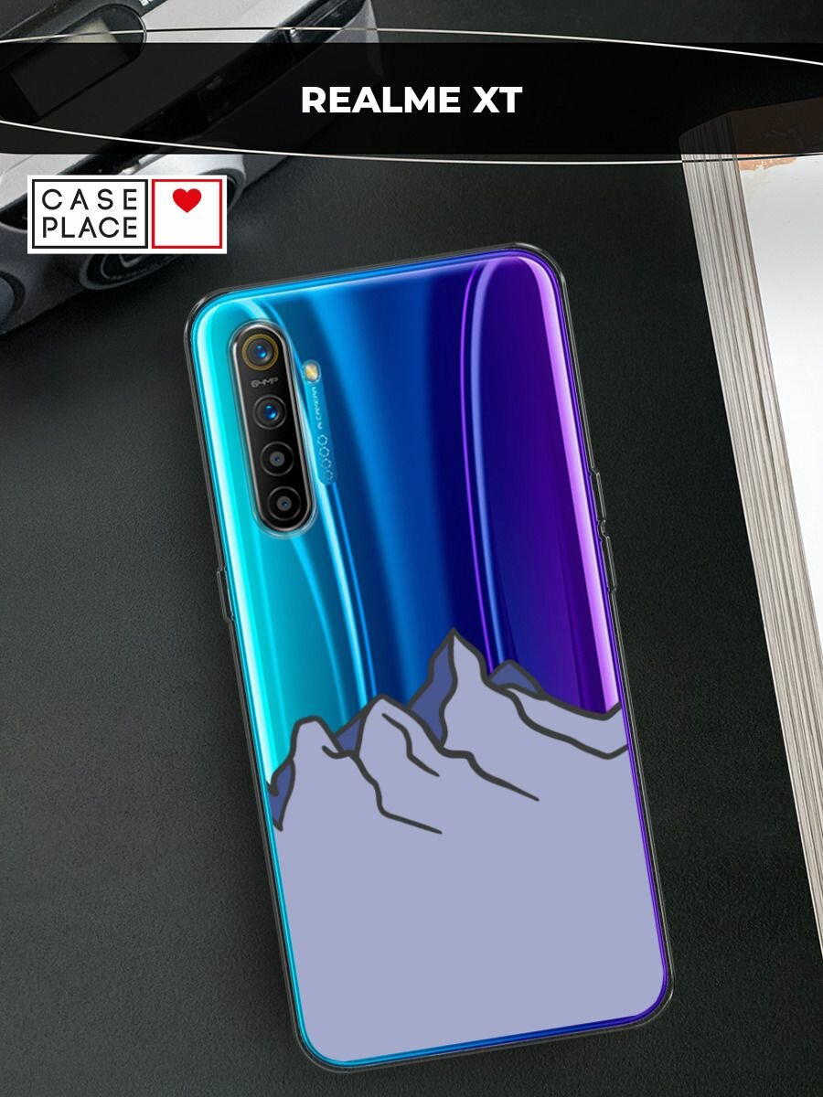 Силиконовый чехол на Realme XT / Реалми XT с принтом "Гора", прозрачный