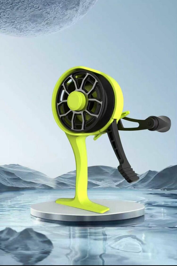 Катушка Admiral, для зимней рыбалки, мультипликаторная, магнитная, левая, салатовая