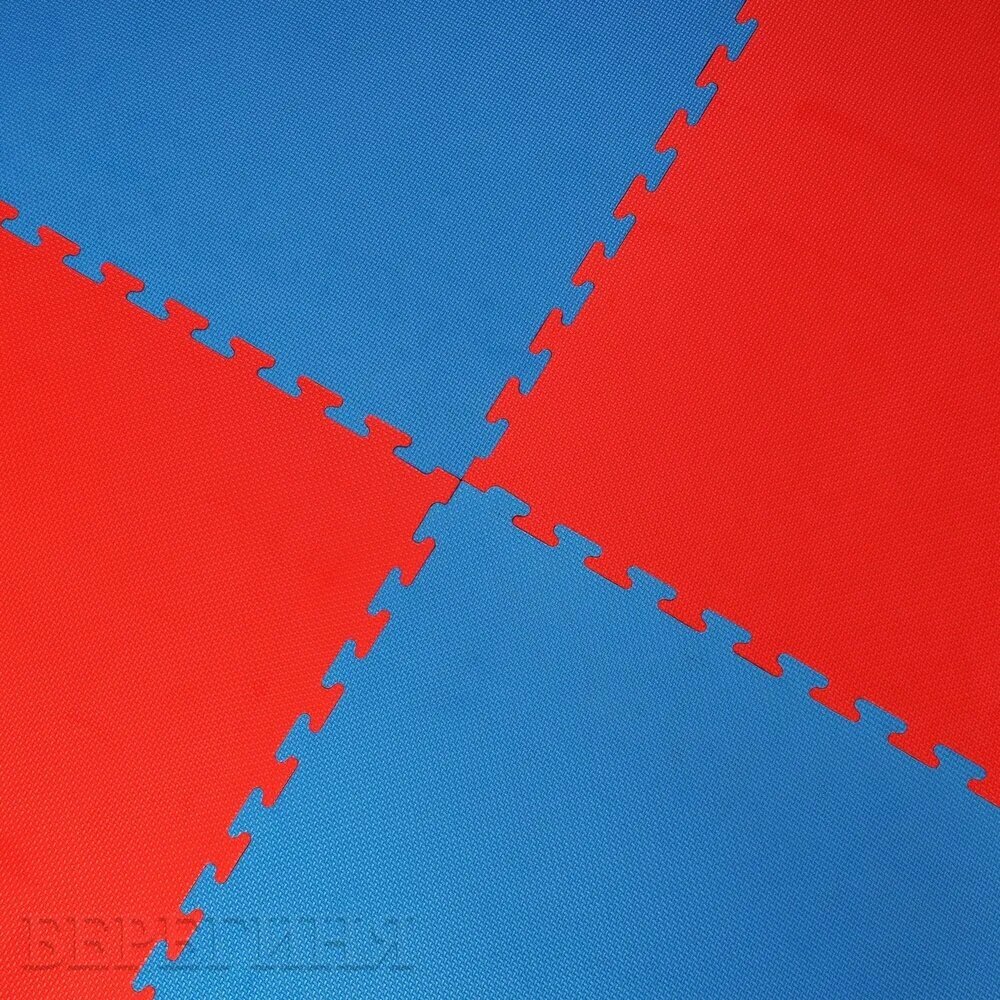 Будо мат татами 100 x 100 см, толщина 2,5 см, красно-синий, Премиум качество