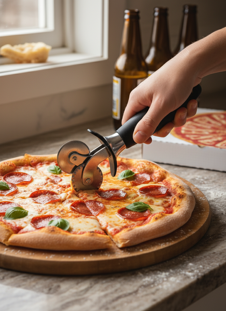 Нож для теста и пиццы, ICEL, диаметр 6 см, черный, нержавеющая сталь