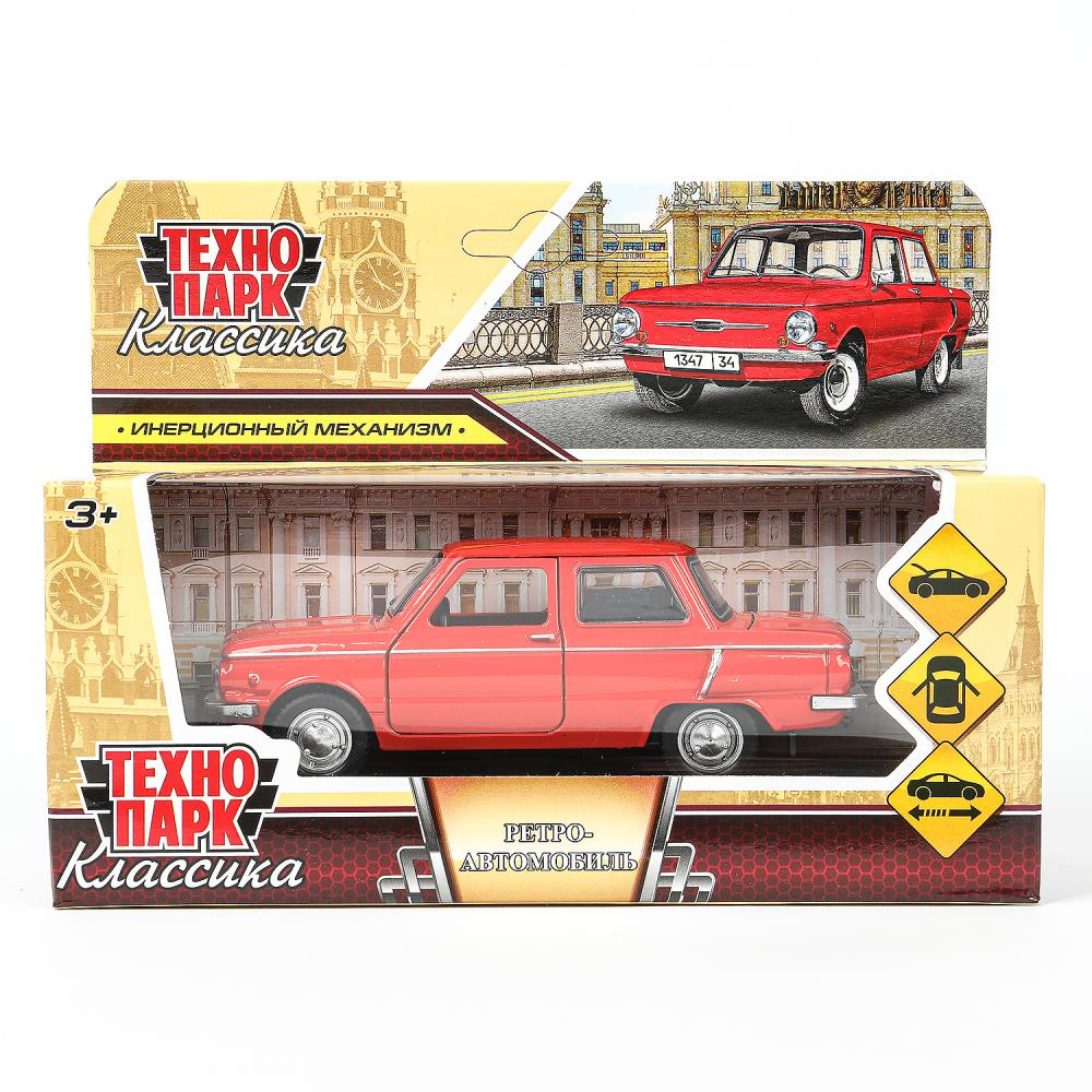 Машина металлическая инерционная Технопарк ретро-модель 12 см, красная
