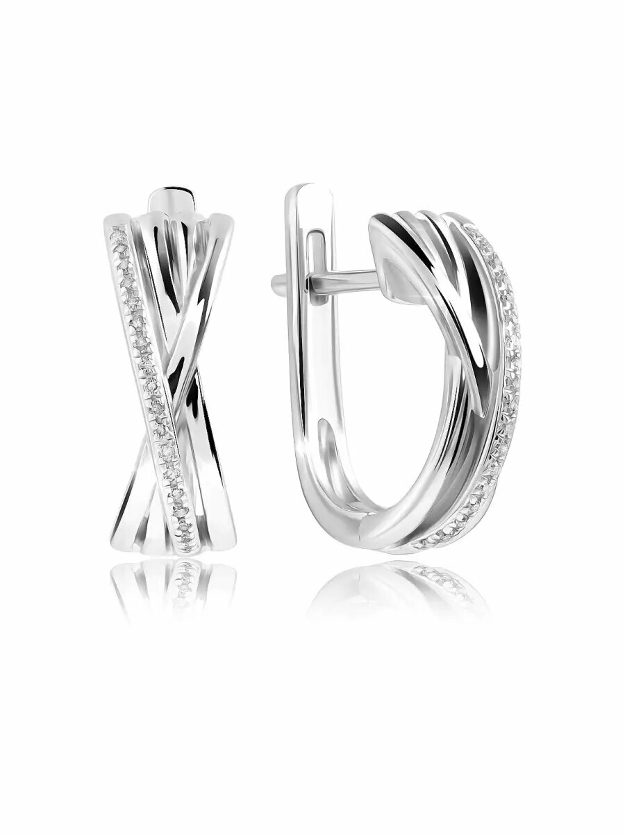 Серьги, серебро, 925 проба, бриллиант