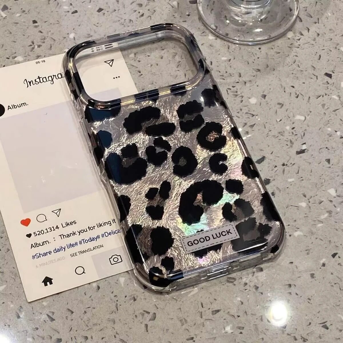 Чехол для iPhone 17 Pro Max с леопардовым принтом Good Luck