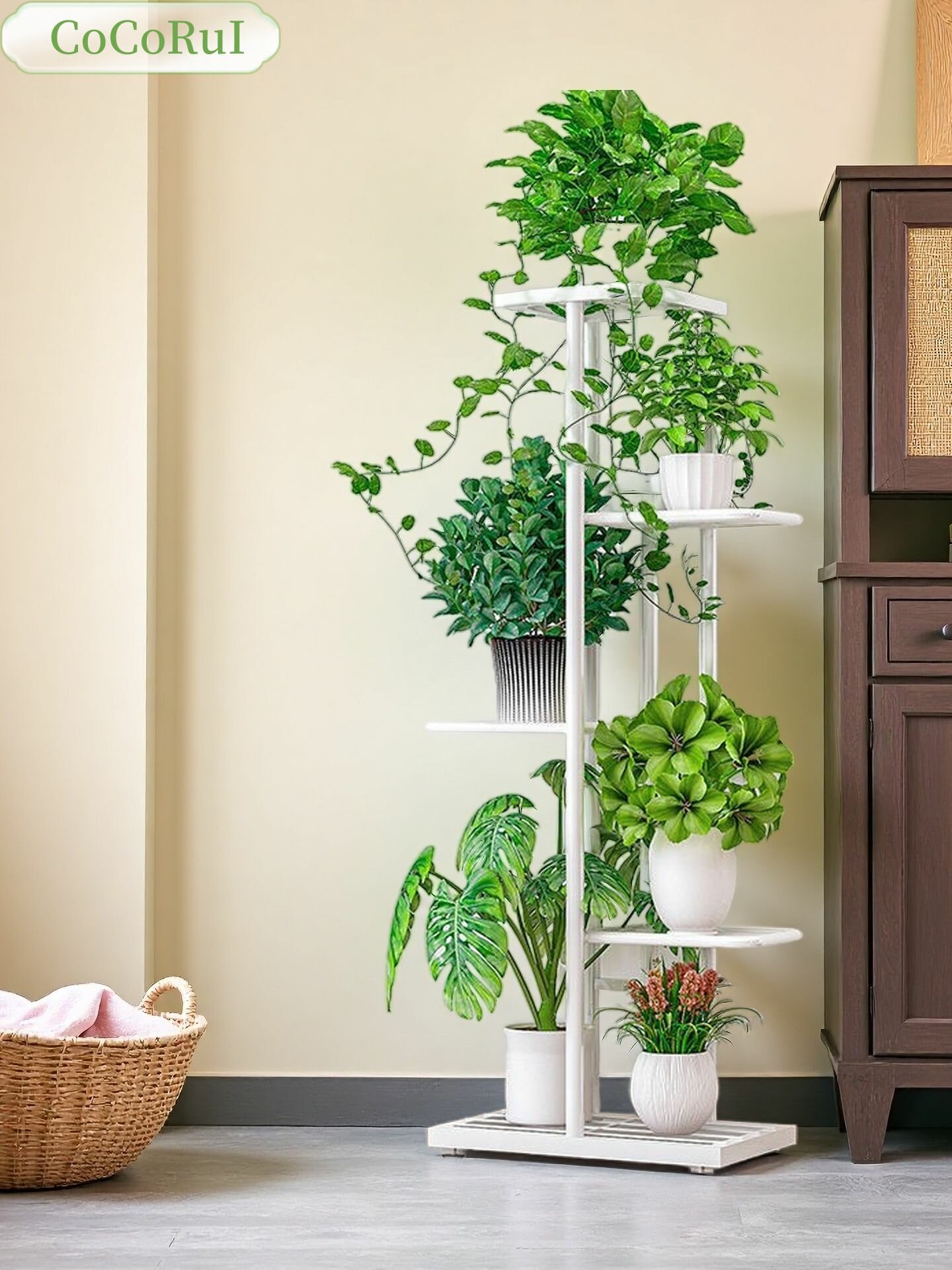 Эксклюзивная 5уровневая стойка для растений Blooming Oasis в белом