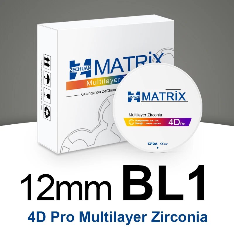 ZECHUAN MATRIX CAD CAM System 4D Pro Многослойные циркониевые блоки 98X12mm BL1