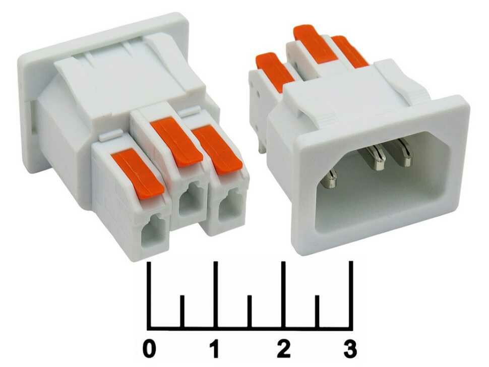 Разъем питания 3pin штекер C14 в панель (AC-058) белый