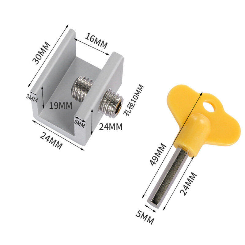 Дверной и оконный ограничитель, детский замок безопасности, защелка москитной сетки, U-образный позиционер, противоугонный замок для раздвижных окон, замок для оконной рамы Утолщенный алюминиевый однодырчатый внутренний паз шириной 16 (винт + ключ +