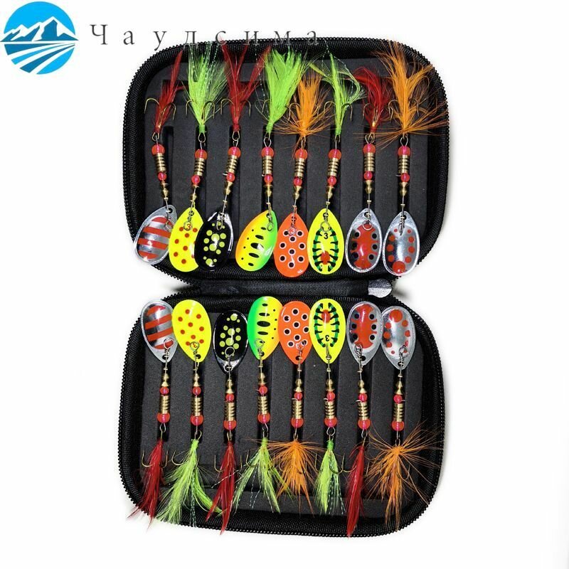 Набор колеблющихся блесен для рыбалки для ловли форели окуня голавля жереха язя щуки 16 штук в сумке от 2 5 г до 5г
