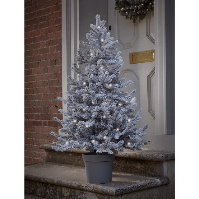 Искусственная елка Грандис 90 см в кашпо, 80 теплых белых ламп на батарейках, контроллер, литая + ПВХ, IP44, Kaemingk, 680301