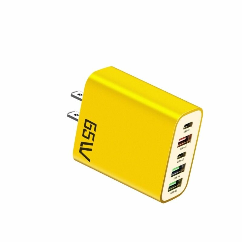 Блок быстрой зарядки 5V3A компактный настенный зарядник для путешествий, Желтый - US
