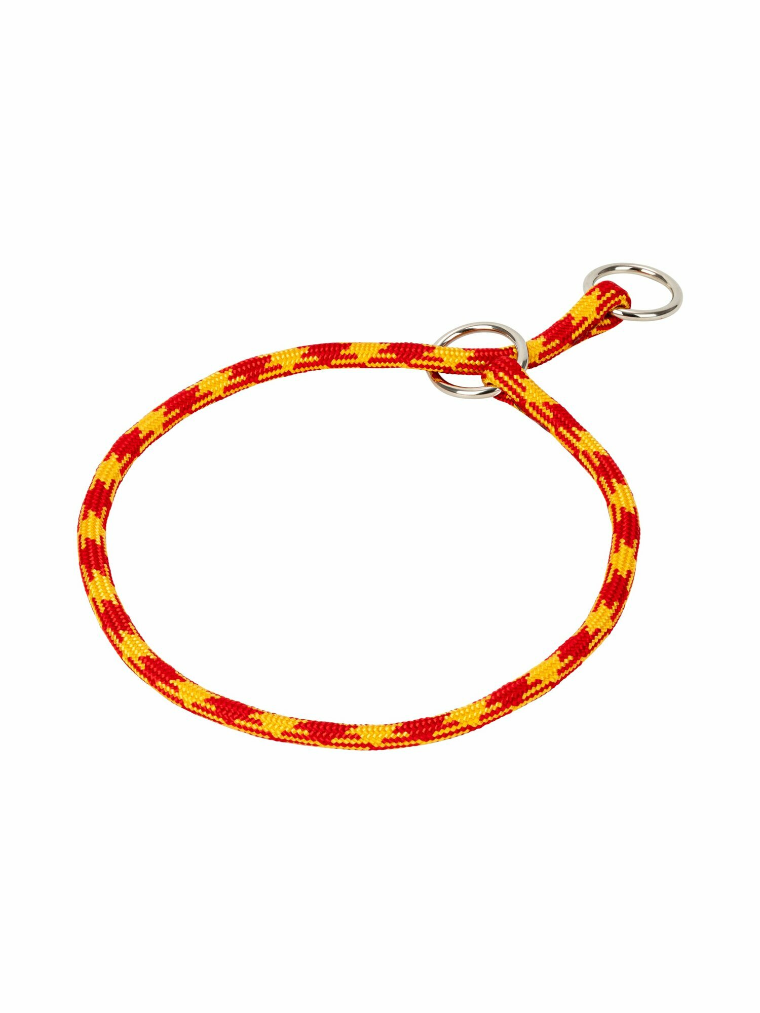 Ошейник-удавка для собак ZooOne с 2-я кольцами круглый "Арлекин", ширина 8 мм, длина 55 см, красно-жёлтый, 76-1029