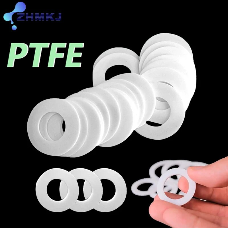 Плоская шайба из птфэ, прокладка, уплотнительное кольцо, белая плоская прокладка, анти-исследование, толщина 2 мм, 3 мм