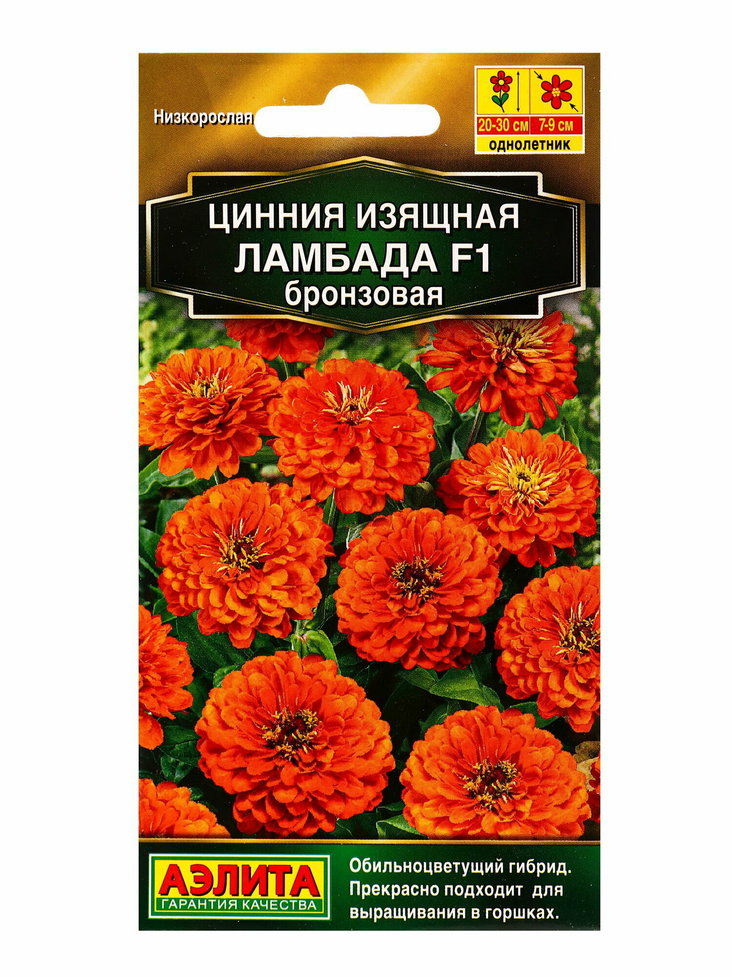 Семена цветов Цинния "Ламбада" F1, бронзовая "Золотая серия" 12 шт.