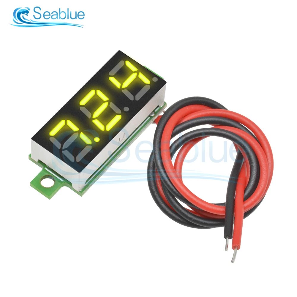 Цифровой вольтметр постоянного тока 0-100В, желтый 2.5-30V
