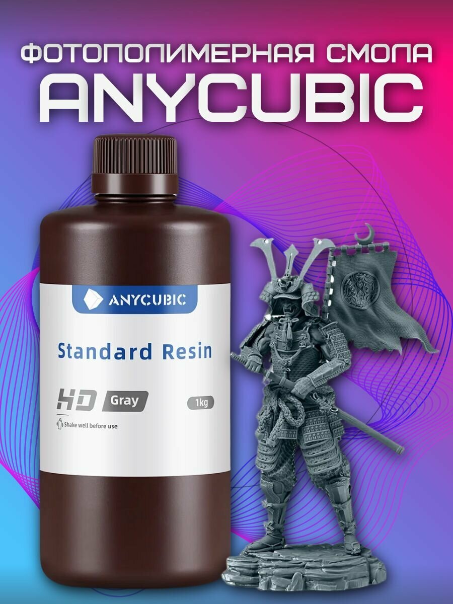 Фотополимерная смола ANYCUBIC Standard Resin Прозрачная Красная 1КГ.