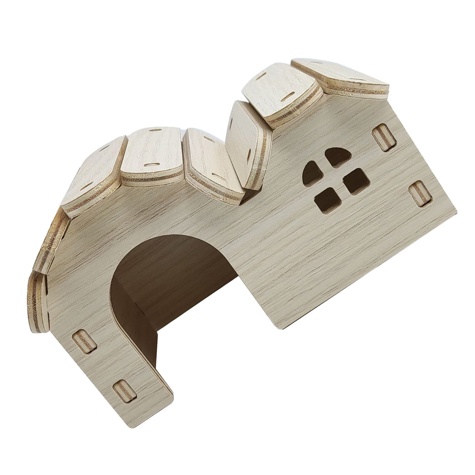 Деревянный домик для хомяка, игрушечный домик для хомяка, устойчивый к укусам, для аксессуаров для хомяков, спальное гнездо с двойным верхом, S, 15x10x5 см/5,9x3,9x2,0 дюйма