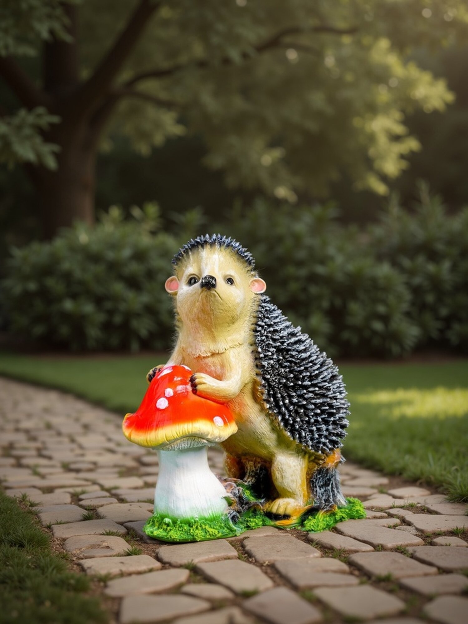 Садовая фигура Хорошие сувениры "Ёж с грибом", большой, 38х22х38 см