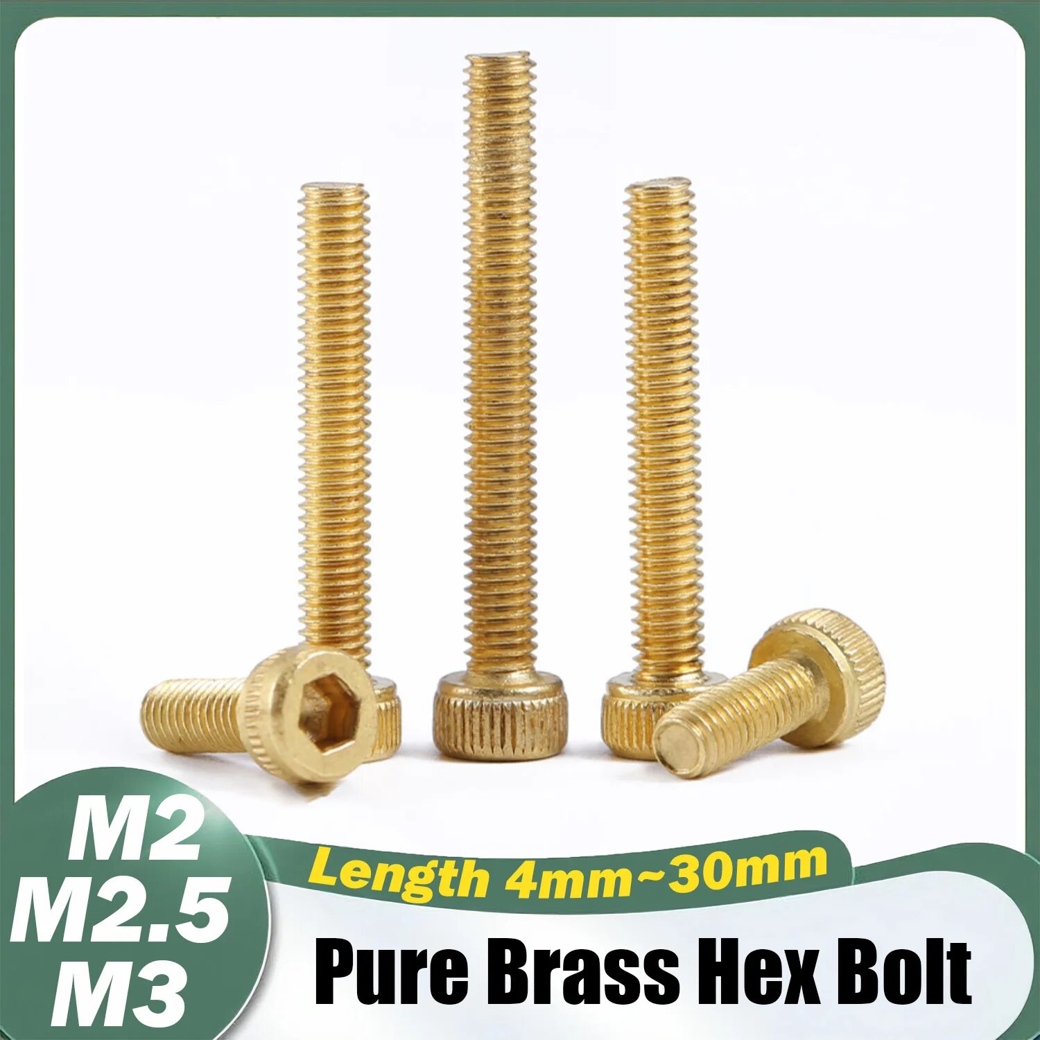 Латунные винты с шестигранной головкой M2 M2.5 M3 4мм~30мм M3x6mm 10Pcs