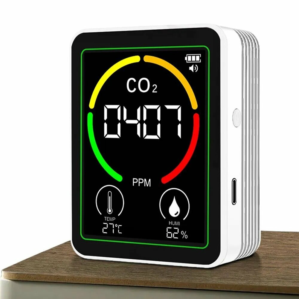 Универсальный анализатор воздуха: CO , темп, влажность, цветной LCD 2,8", аккумулятор 1200 мА ч