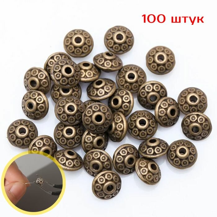 Овальные бусины спейсер, 100 шт.