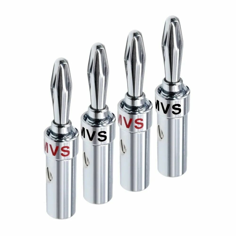 Акустический коннектор разъём Банан MVS Banana, 4 шт (серебристый)