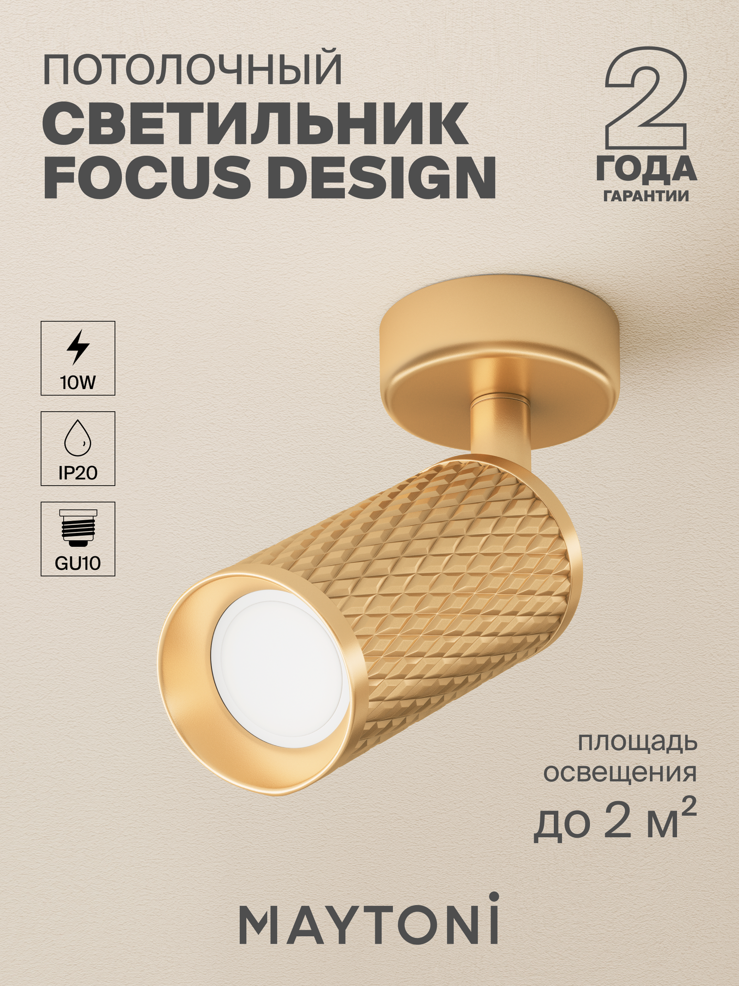 Светильник потолочный накладной Maytoni Technical Focus Design C034CL-01G