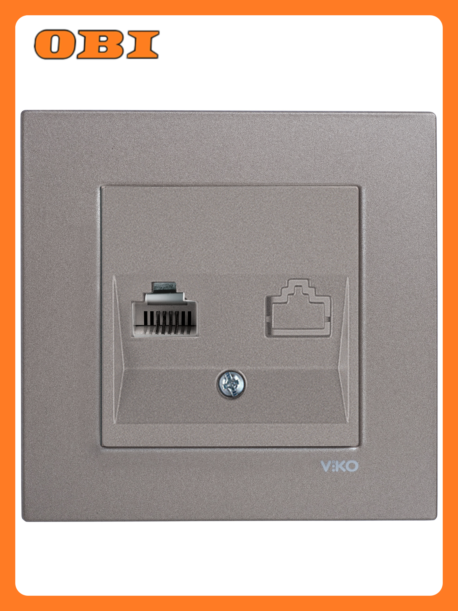 Розетка ViKo Novella, RJ11, металл, подключение к смартфону, 2 разъема