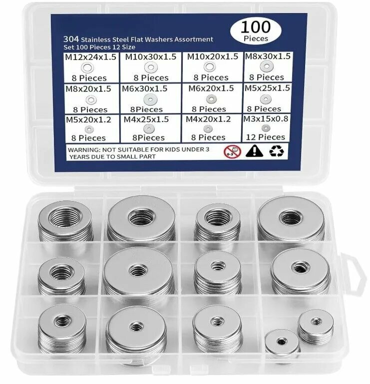 Шайба Усиленная, DIN125, ГОСТ 11371-78, 100 шт, 450 г