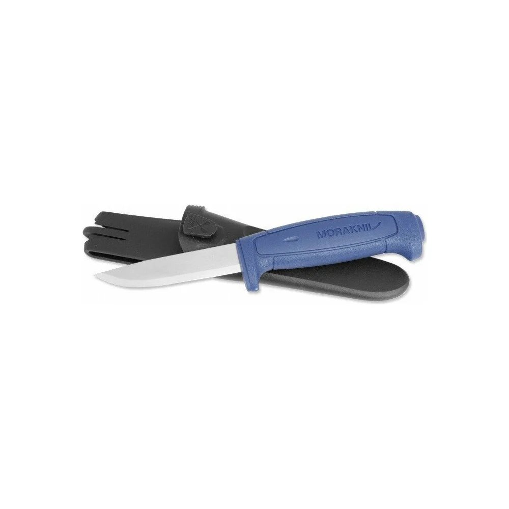 Нож Morakniv Basic 546 12241, лезвие из нержавеющей стали с прямой заточкой, синяя пластиковая рукоять, чехол пластика — фото 1