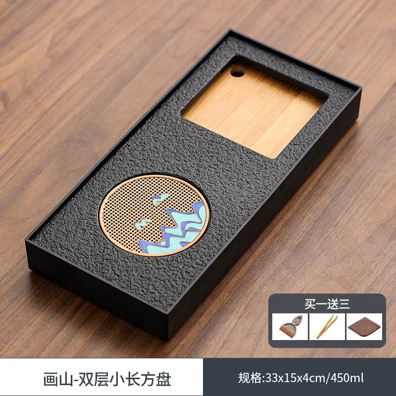 Современный чайный поднос из черного фарфора класса люкс для домашнего использования, набор для кунг-фу чая, простой