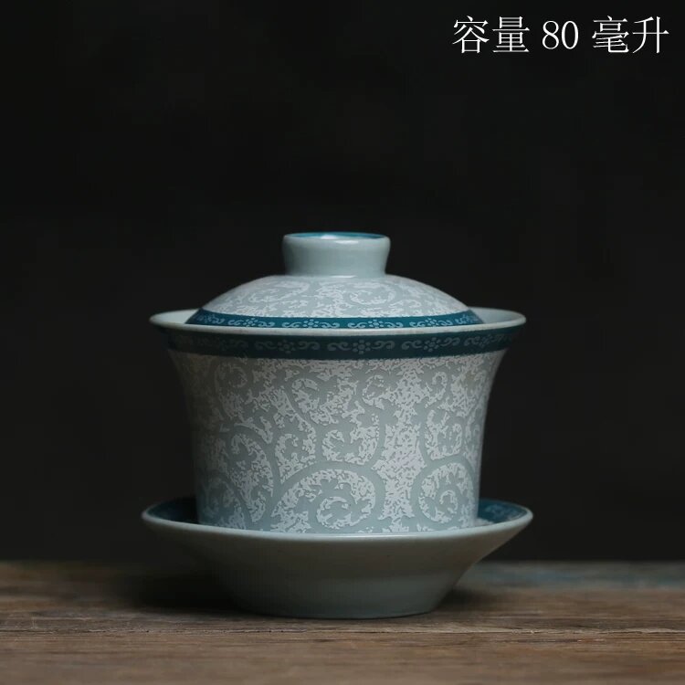 Мини-чайник Чжоучжоу в танцевальном стиле с травой для гонфу-чая, двухчашечная вместимость, керамика с