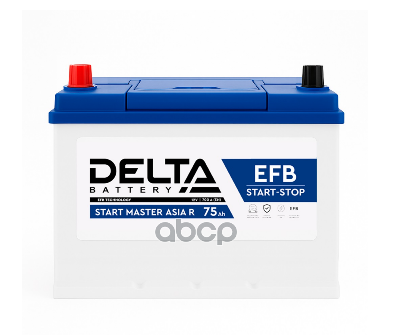 АКБ DELTA START MASTER 75 А/ч 700А 260x173x222 (+-) EFB ASIA с бортом DELTA battery арт. 3401010700002