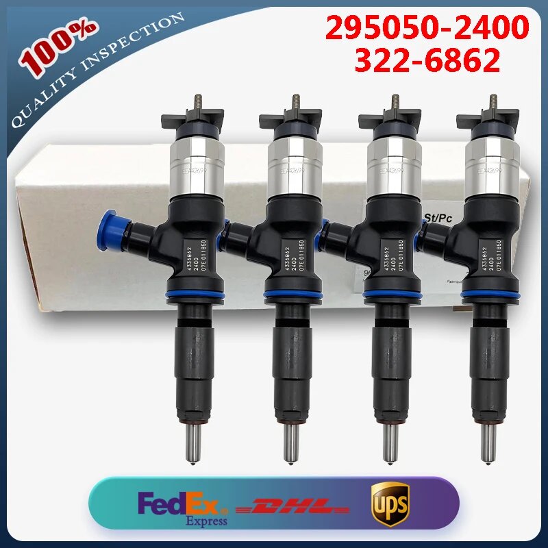 Комплект из 4 топливных форсунок Common Rail 295050-2400 433-6862 для экскаваторов Caterpillar CAT C7.1 с двигателем 312E 312EL 314E 314ECR