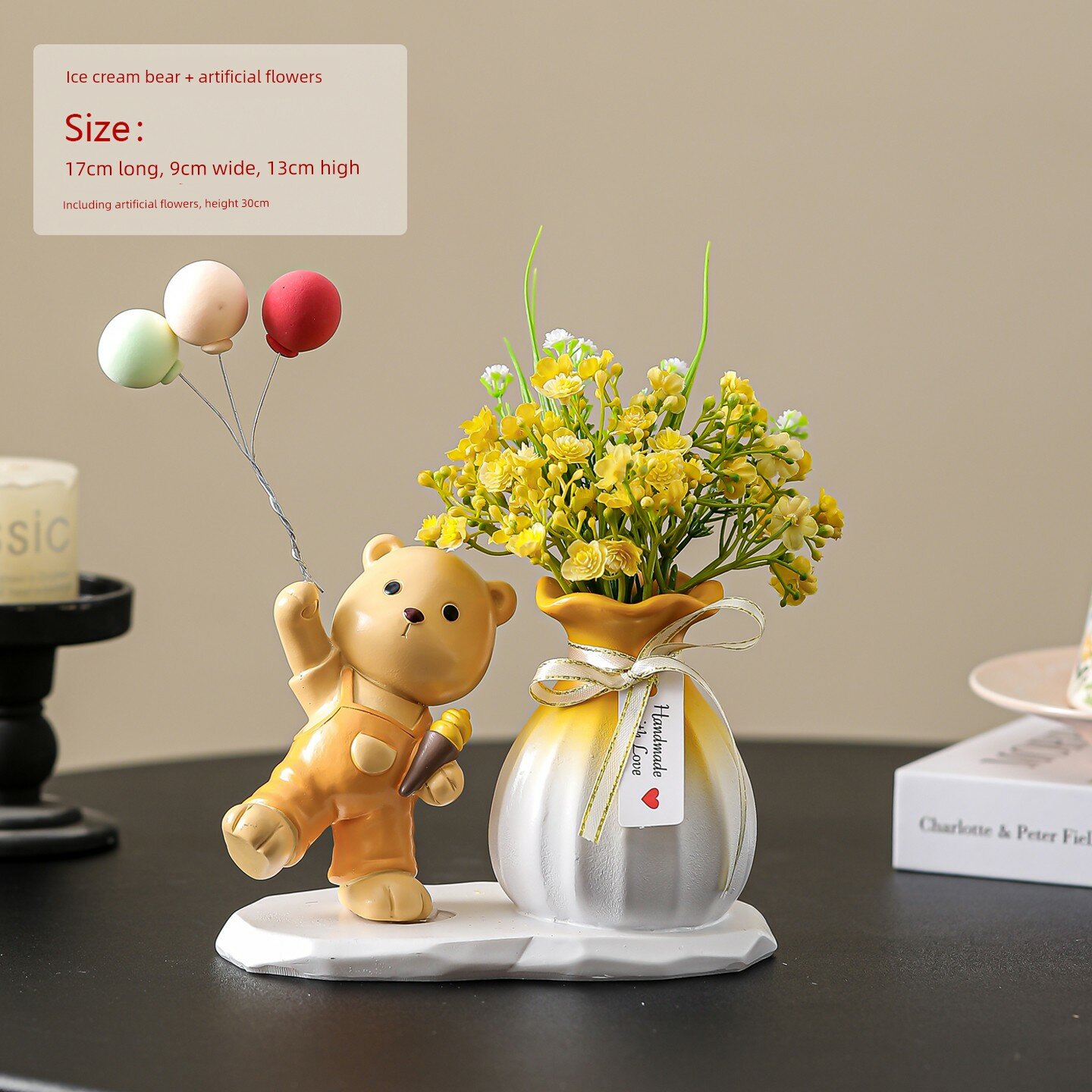 Искусственный цветочный букет в вазе «Ожесточенный медведь» для декора гостиной, спальни, прикроватной тумбочки,