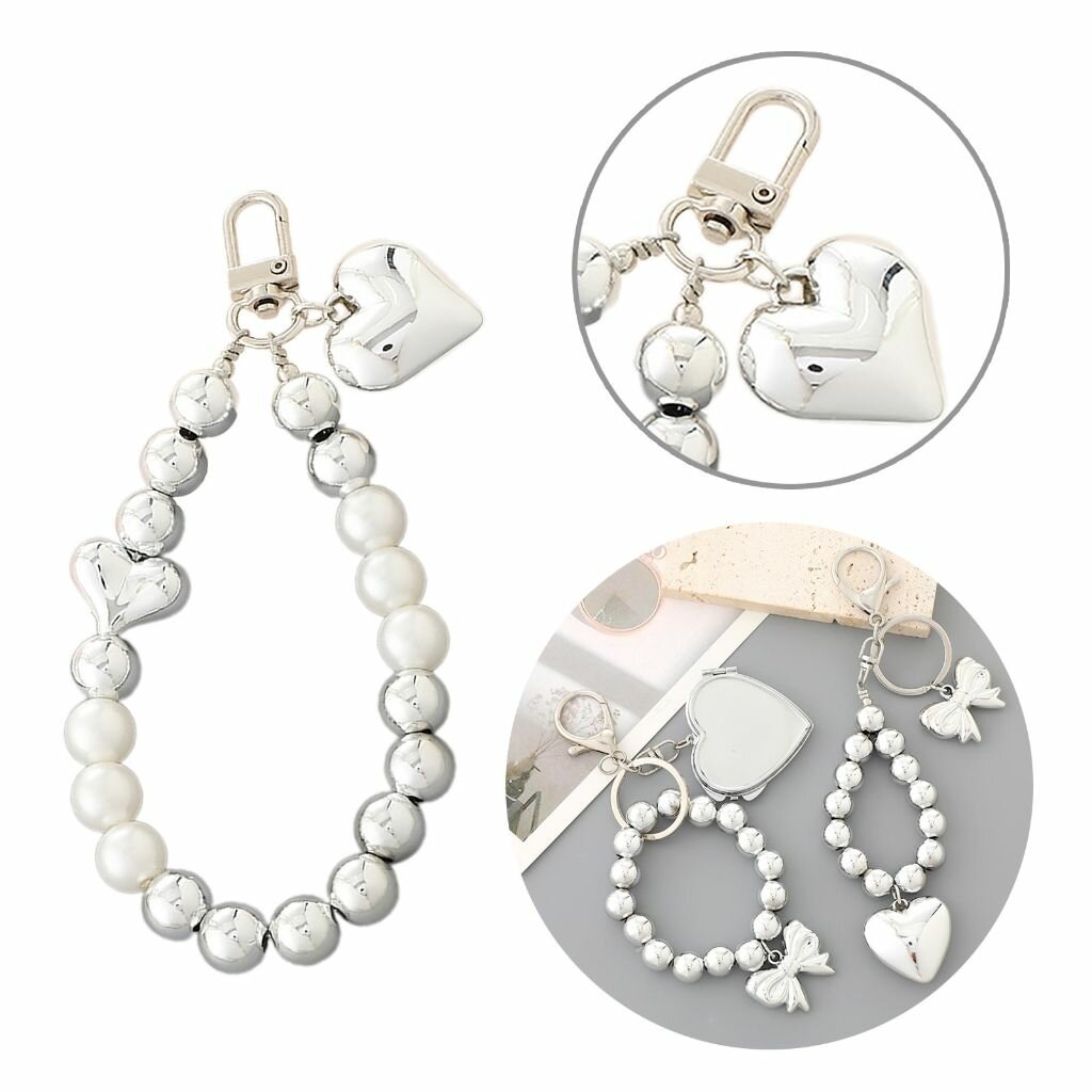 Посеребренный кулон из УФ-бусин love heart бисера-бантик