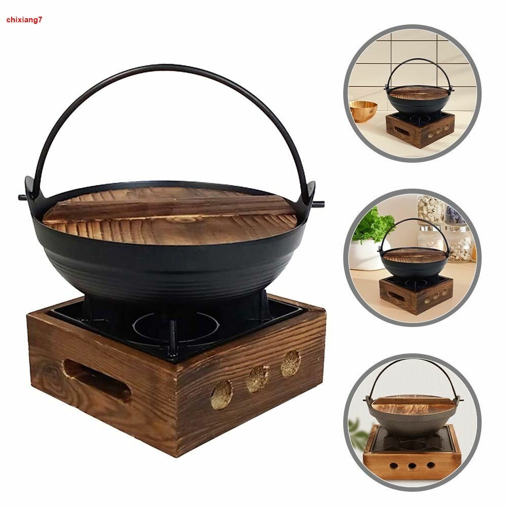 Традиционный Японский Шабу Котелок С Деревянной Крышкой Для Приготовления Еды 18.00X18.00X7.00Cm