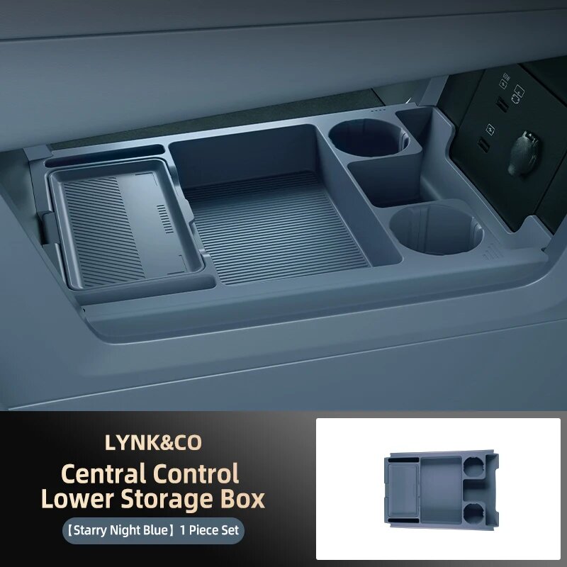 Для Lynk & Co 900 2025, нижний ящик для хранения центральной консоли, нескользящий силиконовый Синий