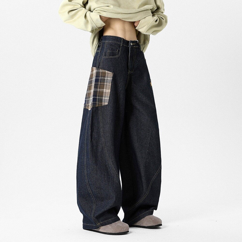 JYL Джинсы Женские Карго Винтажные Большие Карманы Стильные Деним, Размер_L