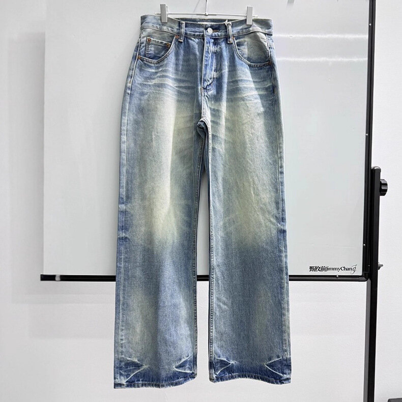 Тренд RONG CH Джинсы Парные Американские Хип-Хоп Расшитые Прямые Буквы Печать Деним, Размер_M